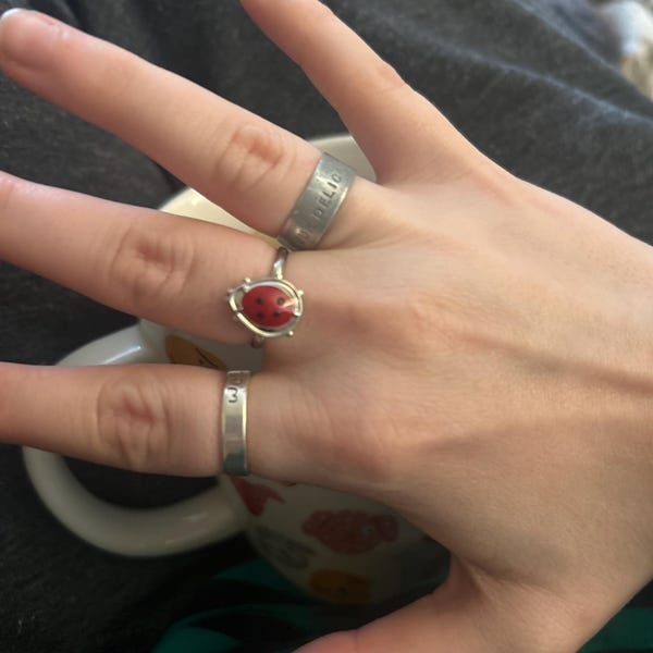 Silver Ladybug Ring, Lady Bug Ring, Red Ladybug Ring, Ladybug Ring, Red ...