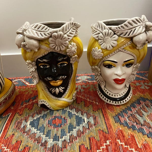 Ceramic Sicilian Moorish Head From Caltagirone - Green - Handcrafted ... Ceramic Sicilian Moorish Head From Caltagirone - Green - Handcrafted ...