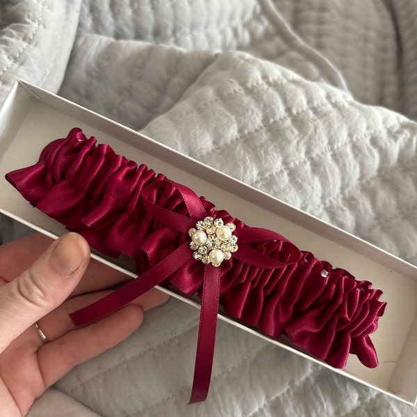 Wine Red Wedding Garter, Lace Bridal Garter Set, Wine Garter Set ...