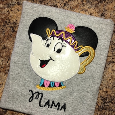 Character Mouse Mrs Ms Miss Tea Potts Beauty Embroidery Applique Design ...