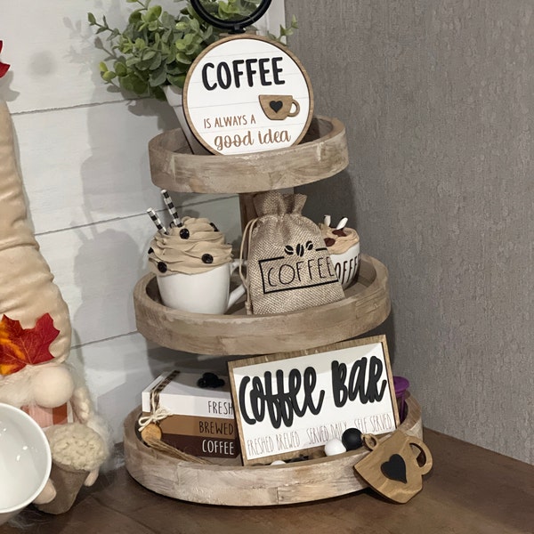 Coffee Mini Book Stack, Coffee Bar, Coffee Decor, Farmhouse Tiered Tray ...