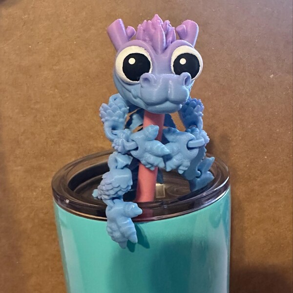 Mini Dragon Straw Topper: 3D Printed Fidget Toy for 10mm Straws - Etsy