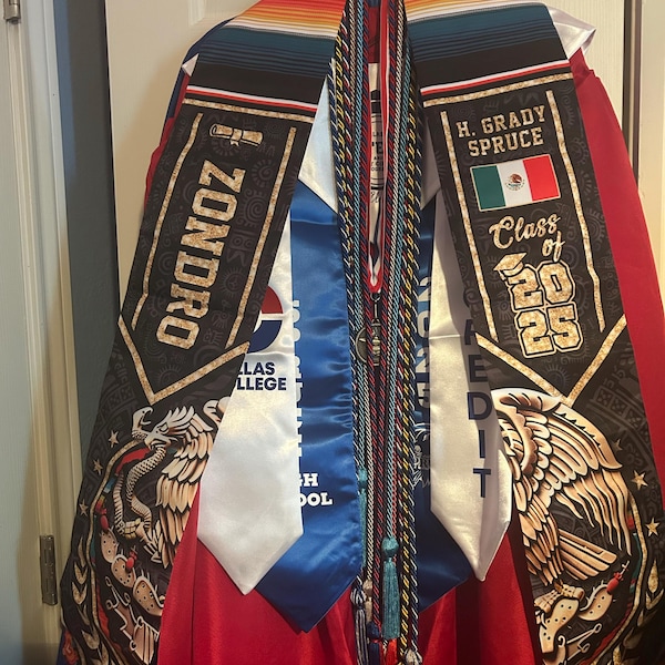 Custom Mexican American Flag Graduation Sash 2025, Mexican Graduation ...