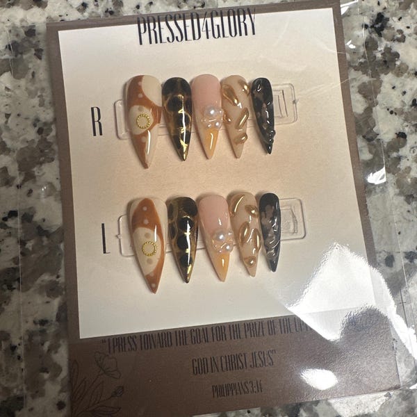 Cleo Sol Inspired Nails/brown Nails/ Neosoul Nails/ 3D Press on Nails ...