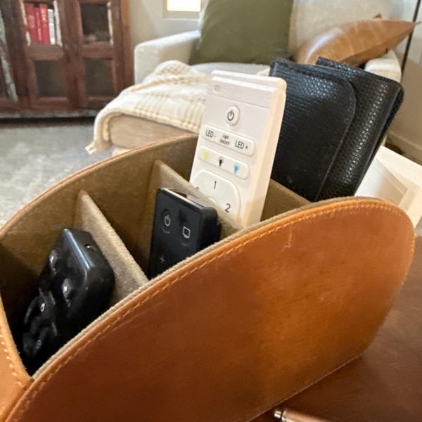 Personalized Leather Remote Control Holder, Living Room Remote Caddy ...