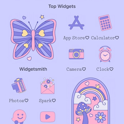 Cute Purple and Pink App Icon Pack, Ios 15 16 & Android App Icons ...