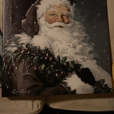 Berry Santa in Gray by Susan Comish - Etsy