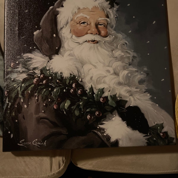 Berry Santa in Gray by Susan Comish - Etsy