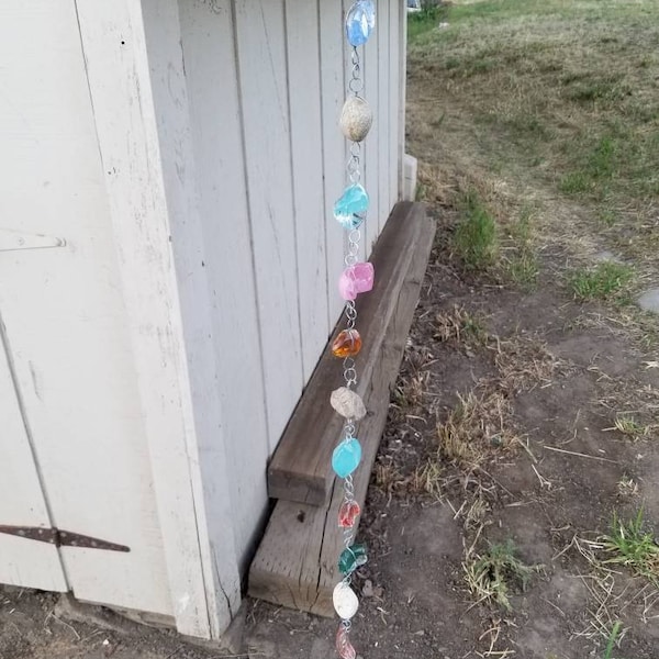 4ft Recycled Art Glass Rock Rain Chain - Etsy