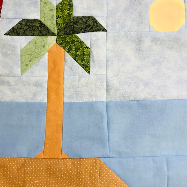 Island Palm Tree Summer Tropical Quilt Block PDF Pattern - Includes ...