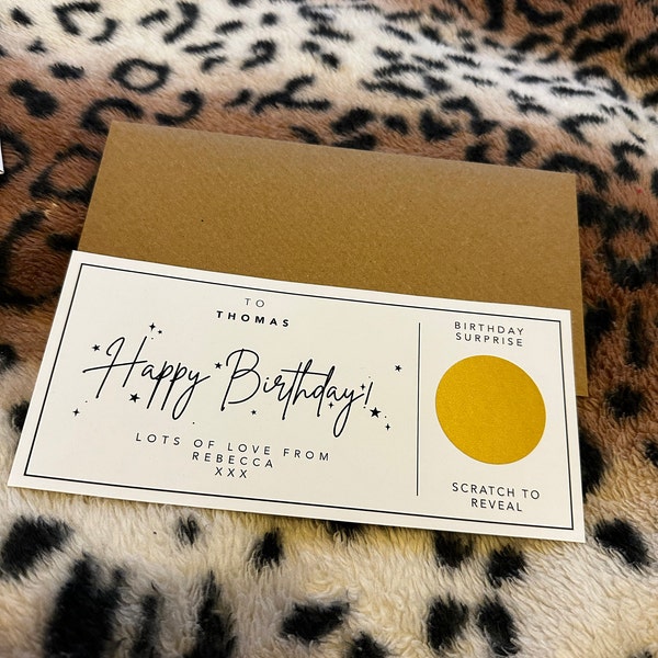 Personalised Birthday Scratch Card Gift Voucher/birthday/special ...