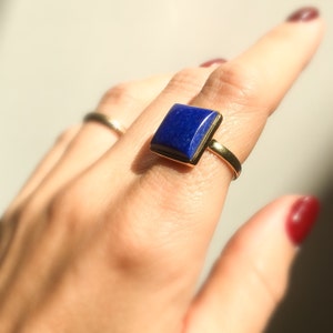 Lapis Lazuli Ring, Beautiful Lapis Lazuli 12x12mm Square Shape Gemstone ...