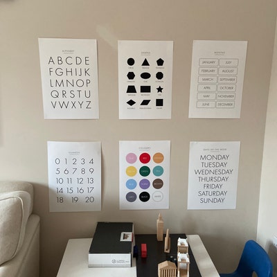 Minimalist Alphabet Posters Educational Prints Set Numbers - Etsy UK