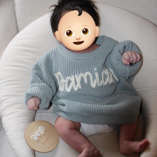 Personalized Hand-embroidered Baby Boy Sweater | Custom Name Newborn ...