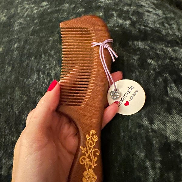 Handcrafted Wooden Travel Comb With Hand Painted Engraved Inlay Made ...