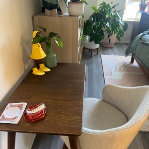 Walnut Wood Rectangle Computer Desk Table, Narrow Spacesaver Modern ...