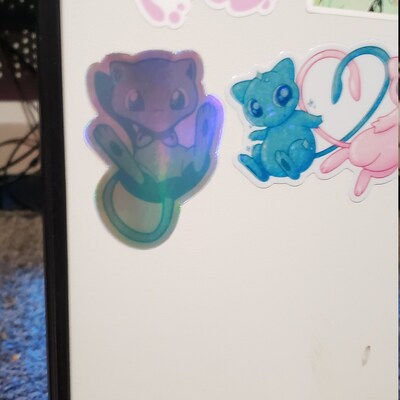 Shiny Mew Holographic Vinyl Sticker for Laptop, Macbook, Water-bottle ...