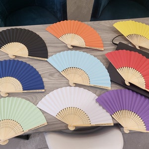 Custom Paper Fans on Handle and Fan Face. Printed Paper Fans With ...