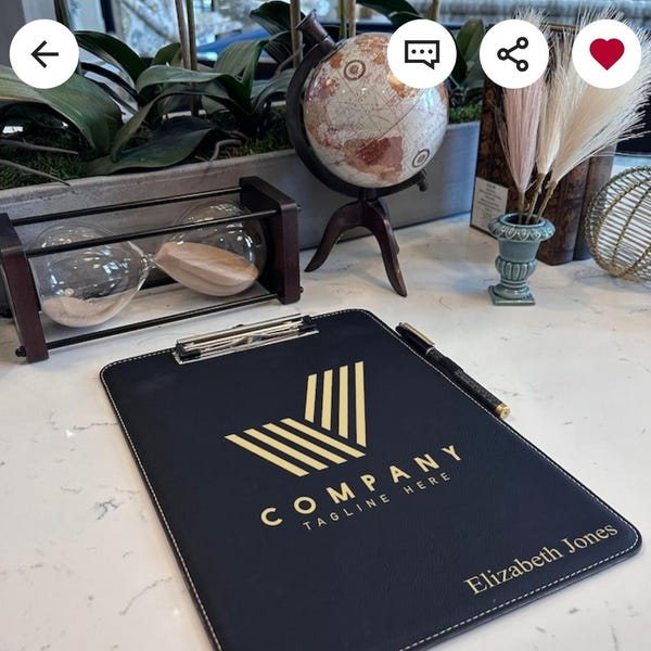 Custom Leather Company Logo Design Clipboard, Personalized Leather ...