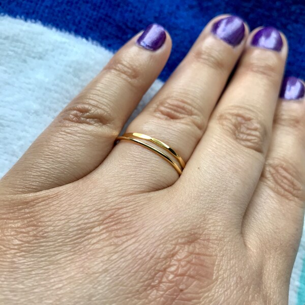 Thin Gold Stacking Ring • 14k Gold Fill • 1mm • Perfect Pinky Ring or ...
