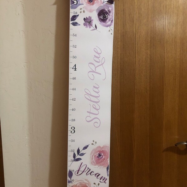 Girls Growth Chart, Canvas Growth Chart, Lavender Nursery Art, Blush ...
