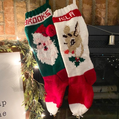 Personalized Hand-knitted RUDOLPH Christmas Stocking - Etsy