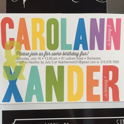 Joint Birthday Party Invitation, Shared Birthday Party Invitation, Kids ...