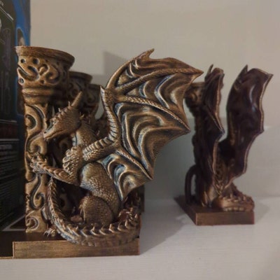 Dragon Reading Book Statue, 3D Printed Resin Art Sculpture, Outdoor ...