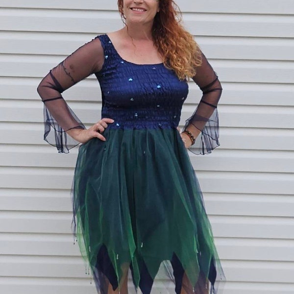 PLUS SIZE Fairy Dress Party Costume With Wings - Brown & Forest Green ...