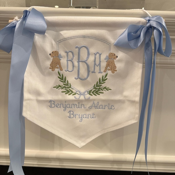 Monogrammed Applique Puffy Letters Baby Banner High Chair First ...