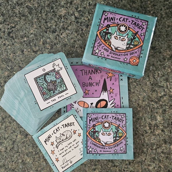 Mini Cat Tarot Deck, Cute Divination Cards for Beginners and Kitty ...