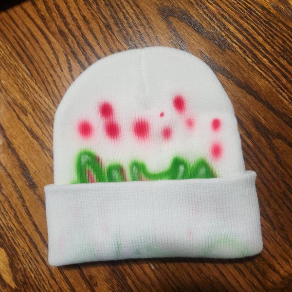 Airbrushed Beanie - Custom Printed Beanie - Personalized Cap - Name ...