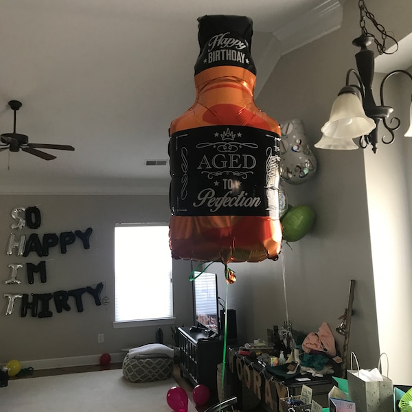 Whiskey Bottle Balloon Whiskey Balloon Aged to Perfection Birthday ...