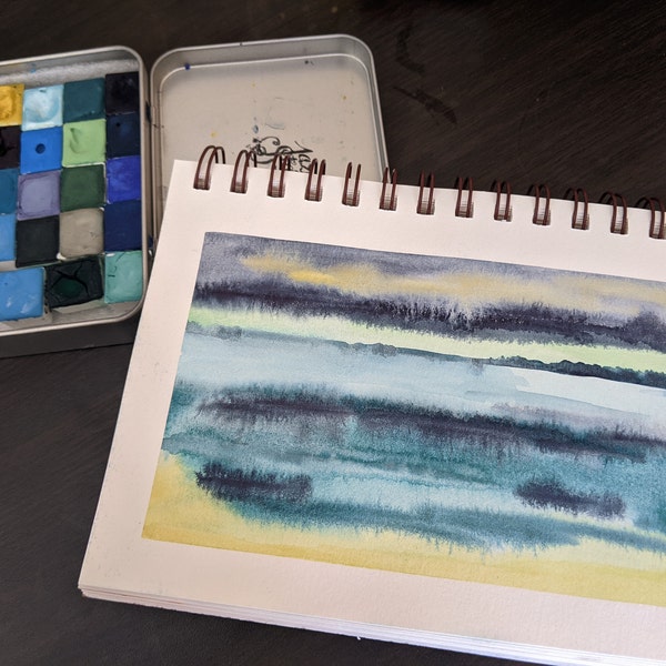 BLUE LAGOON Watercolor Set of 24 Artisan Handmade Watercolour Paint Set ...