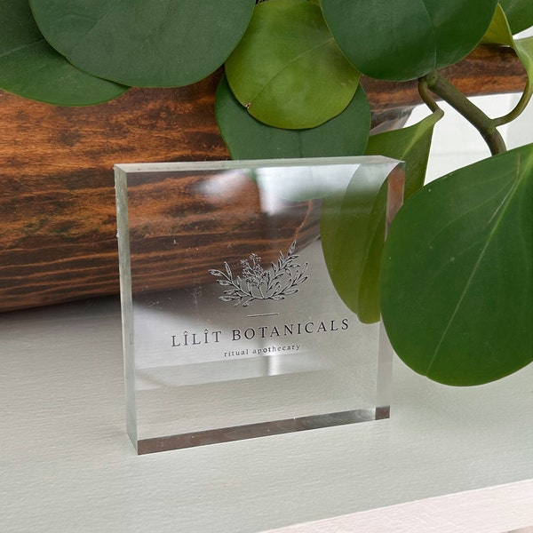 Personalized Business Company Logo Desk Display Printed Acrylic Glass ...