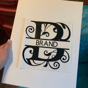 Monogram Car Decal/monogram Decal/split Letter Decal/ Laurel | Etsy