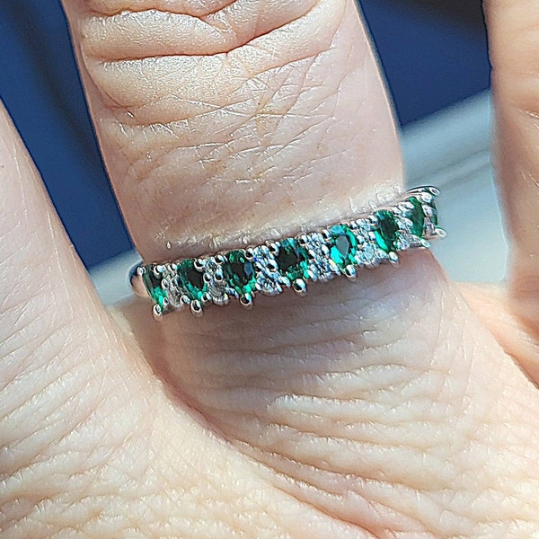 Color Changing Gemstone Ring, 6x8mm Emerald Cut Alexandrite Wedding ...