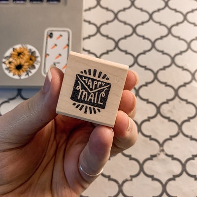 Happy Mail Rubber Stamp, Pen Pal Stamp, Envelope Stamp - Etsy