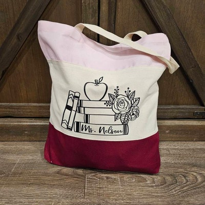 Library Book Tote Bag, Personalized Bookworm Tote Bag, Gifts for ...