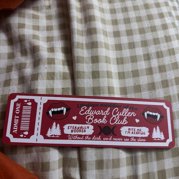 Edward Cullen Book Club Ticket Bookmark | Bookish Bookmarks | Double ...