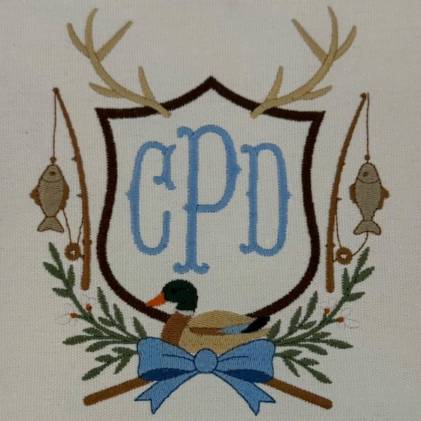 Fishing Crest Embroidery Design: Mallard Duck Machine Embroidery File ...