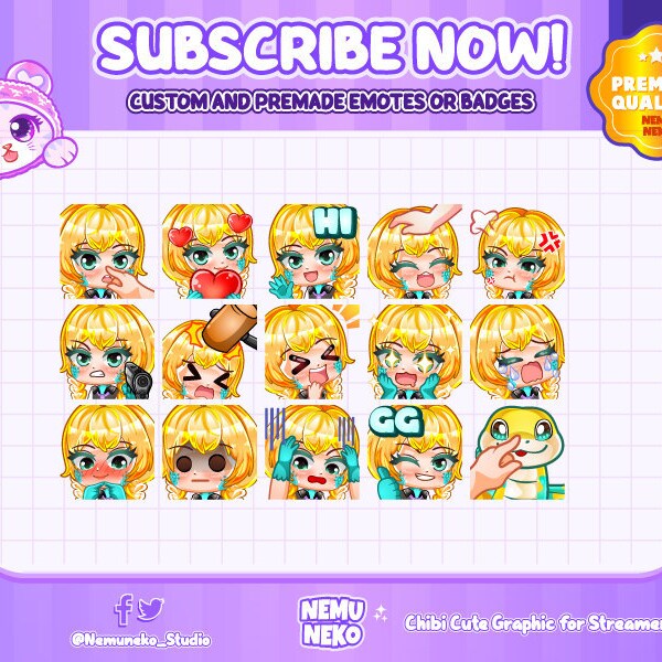 15x Custom Emotes for Twitch, Youtube, Discord or Facebook / Chibi ...