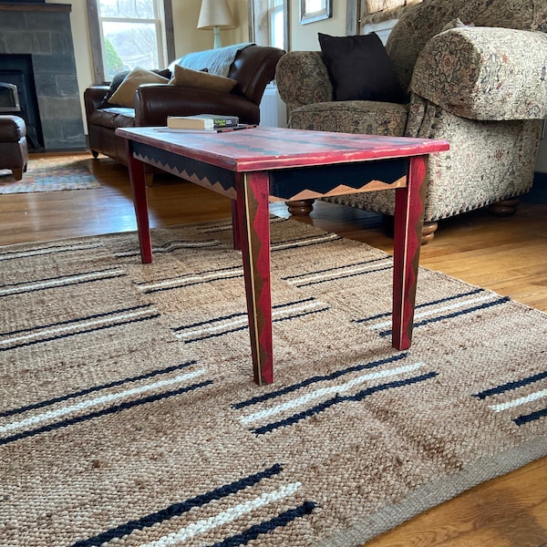 Bohemian Natural Jute Rug, Stripe Pattern Area Rug, Boho Jute Rug, Home ...