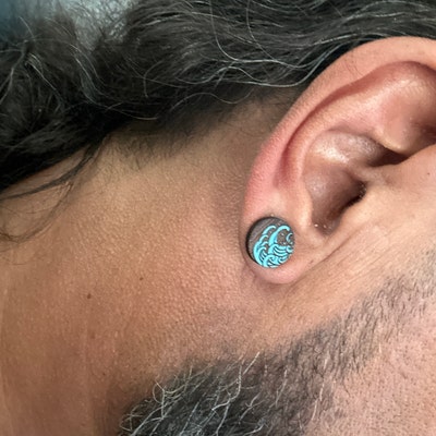 Tree Wooden Stud Earrings, Tree Earrings, Dark, Brown, Black Wood, Mens ...