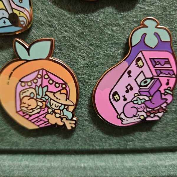 Peach Enamel Pin, Rose Gold Enamel Pin, Fun Enamel Pin, Isometric ...