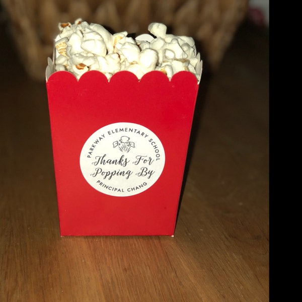 Personalized Popcorn Label, Thanks for Popping by Sticker, Party Favour ...