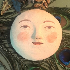 Big Ceramic Moon Face Lunar Wall Decor Ceramic Wall Art - Etsy