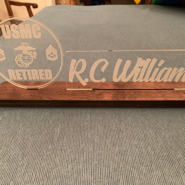 USMC Name Plate With Interchangeable Rank & Emblem - Etsy