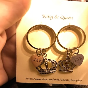 Couple Keychain Set King and Queen Crown Key Ring Set | Etsy