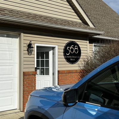 Personalized Round Address Metal Sign Modern Address Sign - Etsy